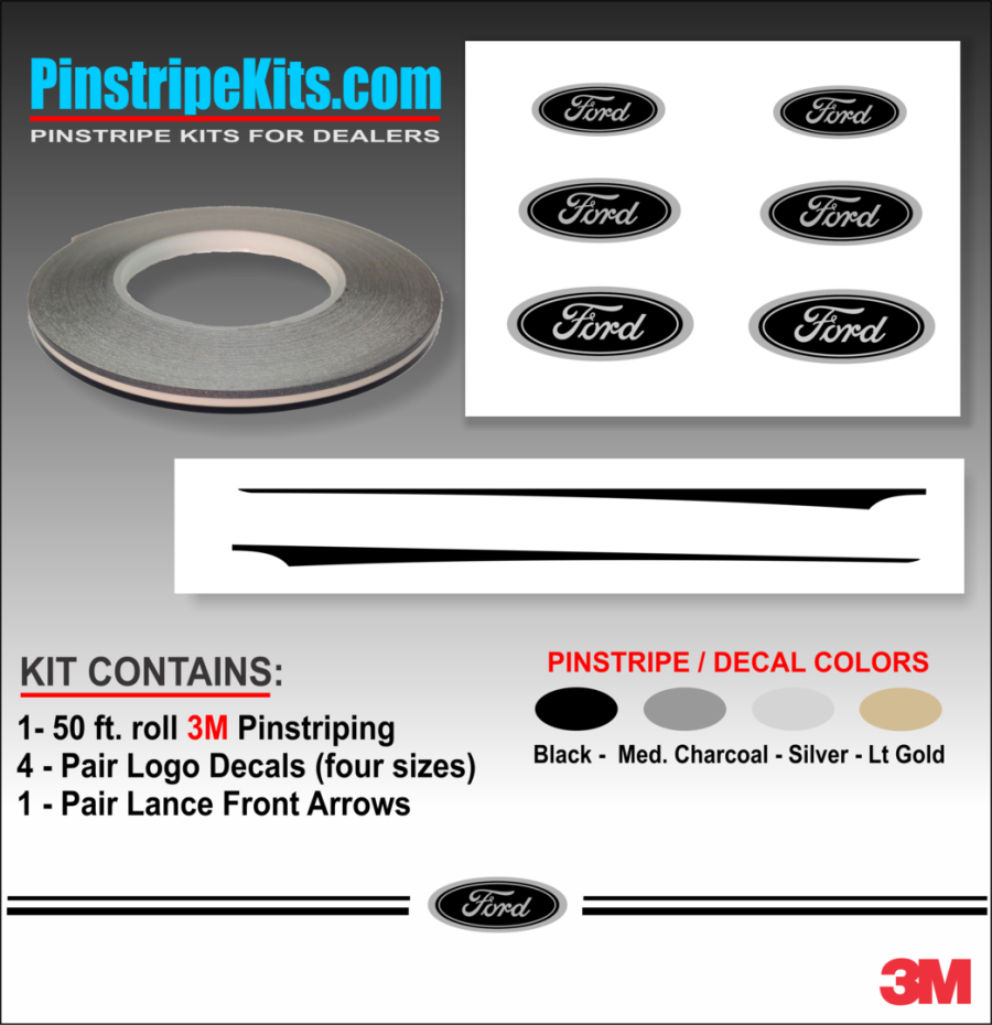 Factory-Style Pinstripes for Dealers - FORD name & logo emblem vinyl ...