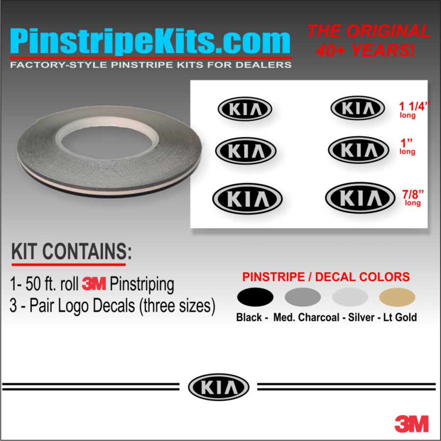 Factory-Style Pinstripes for Dealers - KIA name & logo emblem vinyl ...